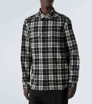 Rick Owens Temple Plaid Cotton Overshirt