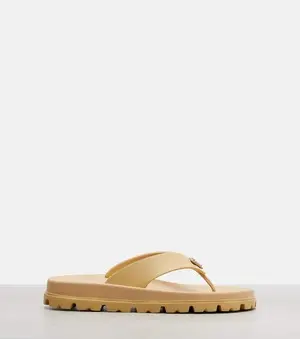 Prada Logo Thong Sandals - Beige