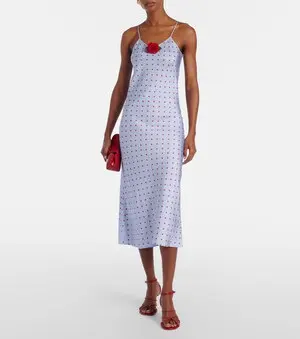 RODARTE Floral-appliqué Slip Dress - Blue