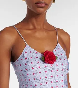 RODARTE Floral-appliqué Slip Dress - Blue