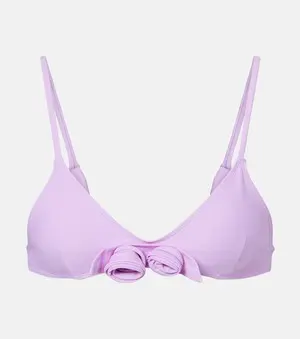 Coperni Floral-appliqué Bikini Top - Purple