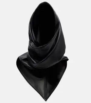 Nour Hammour Leather Hood - Black