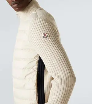 Moncler Down-paneled Wool-trimmed Zip-up Cardigan
