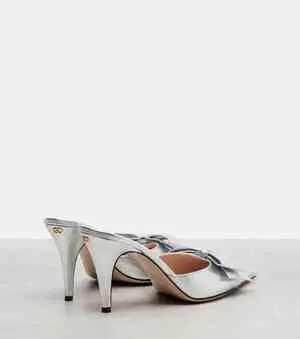 Valentino Garavani Metallic Leather Mules - Silver