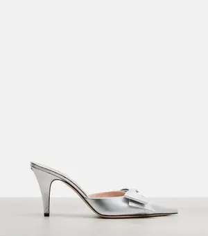 Valentino Garavani Metallic Leather Mules - Silver