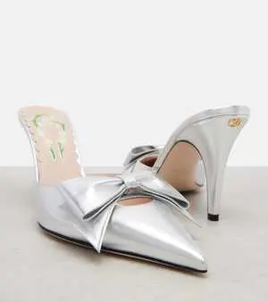 Valentino Garavani Metallic Leather Mules - Silver