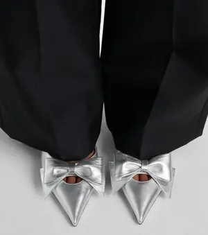 Valentino Garavani Metallic Leather Mules - Silver