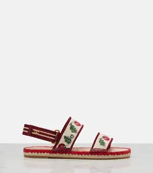 Valentino Garavani Leather-trimmed Espadrille Sandals