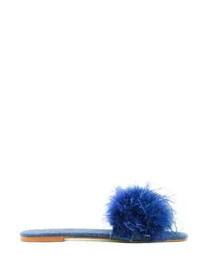 PAUL WARMER Feather Flat Sandals Blue