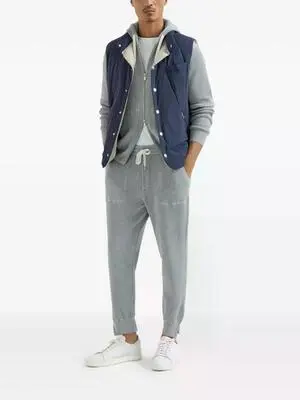 Brunello Cucinelli Quilted Gilet With Detachable Hood - Blue