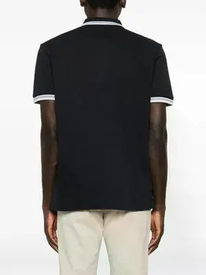 BOSS Striped-collar Polo Shirt - Black