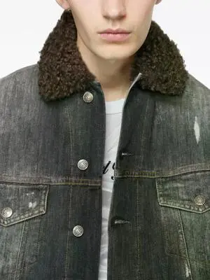 Acne Studios Washed Denim Jacket With Faux Shearling Collar