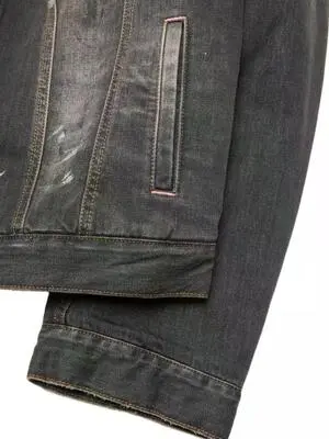 Acne Studios Washed Denim Jacket With Faux Shearling Collar