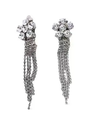 Rosantica Anice Crystal Tassel Clip-on Earrings - Silver