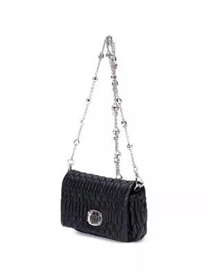 Miu Miu Cloqué Crystal-embellished Clutch Bag With Chain Strap - Black