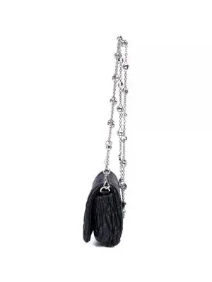 Miu Miu Cloqué Crystal-embellished Clutch Bag With Chain Strap - Black