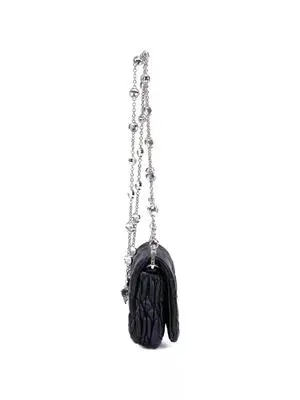 Miu Miu Cloqué Crystal-embellished Clutch Bag With Chain Strap - Black