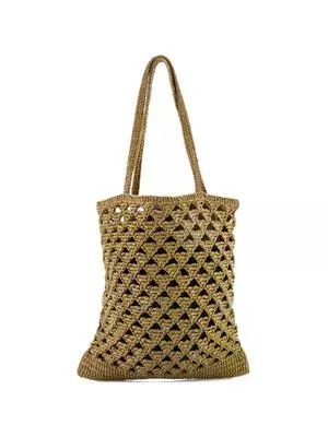 Prada Triangle Logo Open Raffia Tote Bag