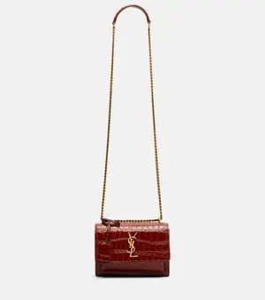 Saint Laurent Sunset Small Leather Crossbody Bag - Brown
