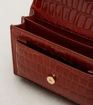 Saint Laurent Sunset Small Leather Crossbody Bag - Brown
