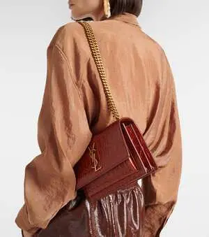 Saint Laurent Sunset Small Leather Crossbody Bag - Brown