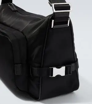 Prada Leather-trimmed Shoulder Bag - Black