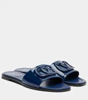 Valentino Garavani Vlogo Patent Leather Slides