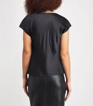 Vince Silk Cowl-neck Blouse - Black