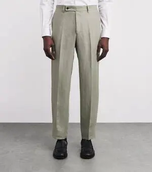 Corneliani Virgin Wool-linen Tailored Trousers