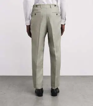 Corneliani Virgin Wool-linen Tailored Trousers