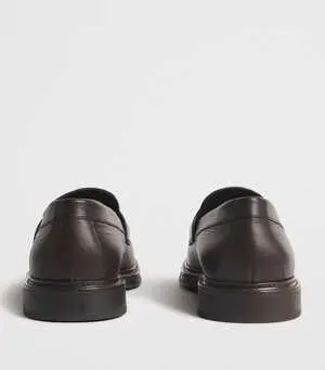 Emporio Armani Grained Leather Loafers With Eagle Detail