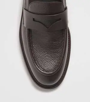 Emporio Armani Grained Leather Loafers With Eagle Detail