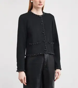 FRAME Wool-blend Beaded Cardigan