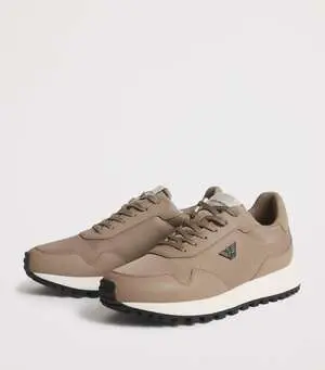 Emporio Armani Logo Embossed Sneakers - Beige