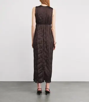 Staud Plissé Mizu Midi Dress - Brown
