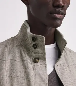 FIORONI CASHMERE Wool-blend Check Bomber Jacket