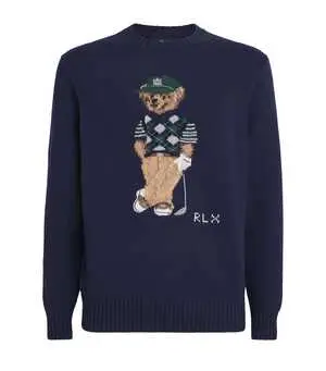 Rlx Ralph Lauren Cotton-blend Polo Bear Sweater - Navy