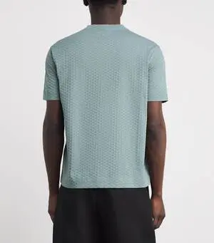 Emporio Armani Cotton-jersey Jacquard T-shirt - Blue