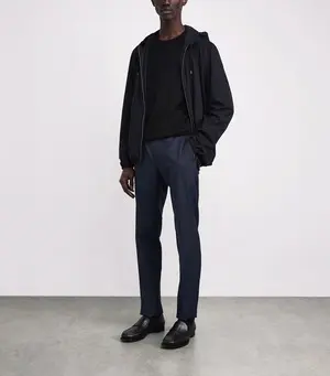 FIORONI CASHMERE Wool-mohair Drawstring Tailored Trousers