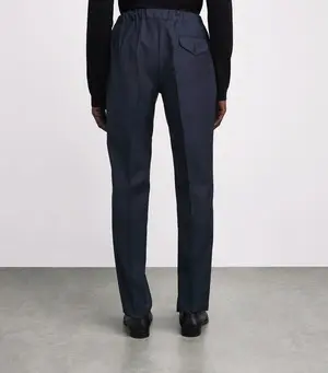 FIORONI CASHMERE Wool-mohair Drawstring Tailored Trousers