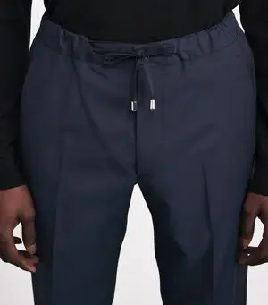 FIORONI CASHMERE Wool-mohair Drawstring Tailored Trousers