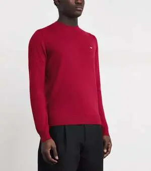 Emporio Armani Wool-cashmere Logo Sweater - Red