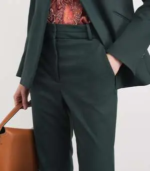 Veronica Beard Twill Melvin Tailored Trousers - Green