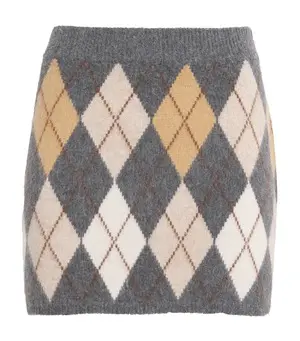 FRAME The Brushed Argyle Skirt - Grey