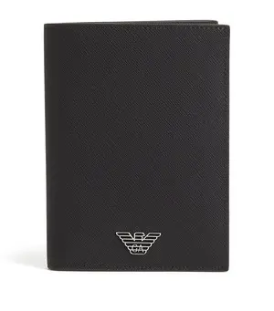 Emporio Armani Grained Leather Passport Holder - Black