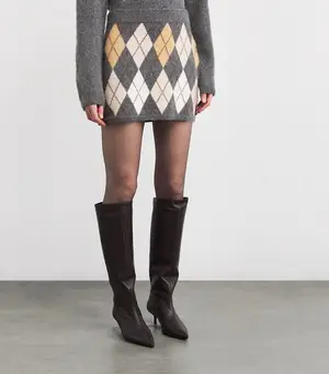 FRAME Brushed Argyle Mini Skirt