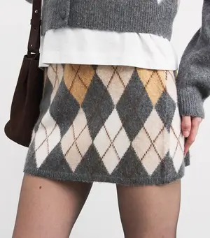 FRAME Brushed Argyle Mini Skirt