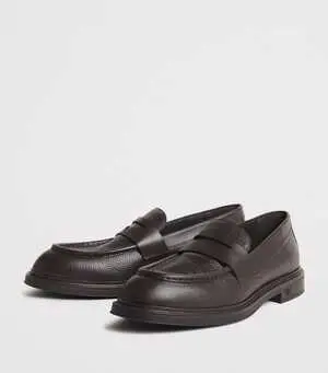 Emporio Armani Grained Leather Loafers With Eagle Detail