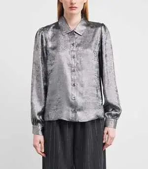 FRAME The Shiny Staple Blouse - Grey