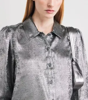 FRAME The Shiny Staple Blouse - Grey